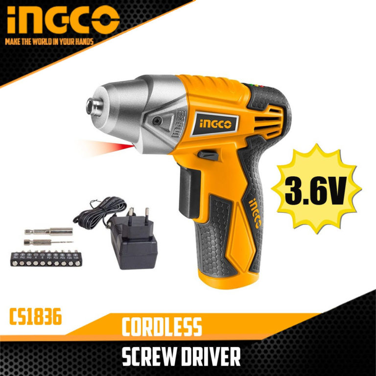 Ingco Cordless Screwdriver 12 Pieces CS1836 | Tools in PAKISTAN